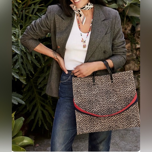 Clare V | Bags | Clare V Simple Suede Leather Tote Bag Mini Cat Leopard ...